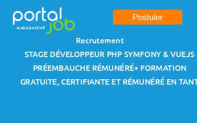 Emploi - Recrutement STAGE DÉVELOPPEUR PHP SYMFONY & VUEJS -réf:DEV 001 a ANTANANARIVO ...